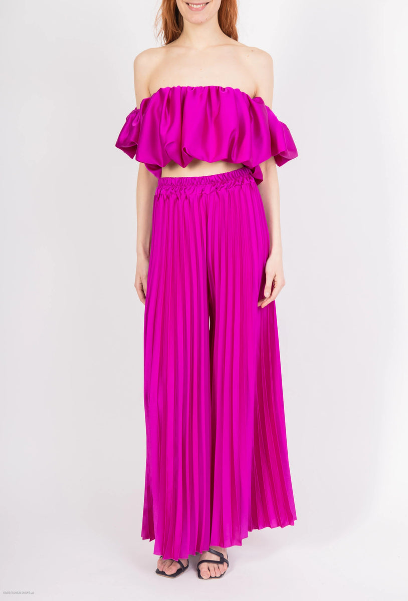 new collection Samara ruffle top and trouser set in magenta – Lisa Baker Boutiques